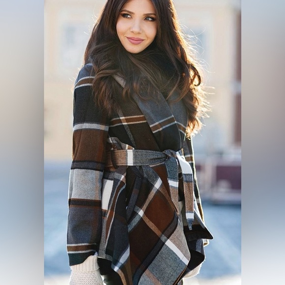 Chicwish | Jackets & Coats | Nwt Chicwish Prarie Check Rabato Coat Size ...
